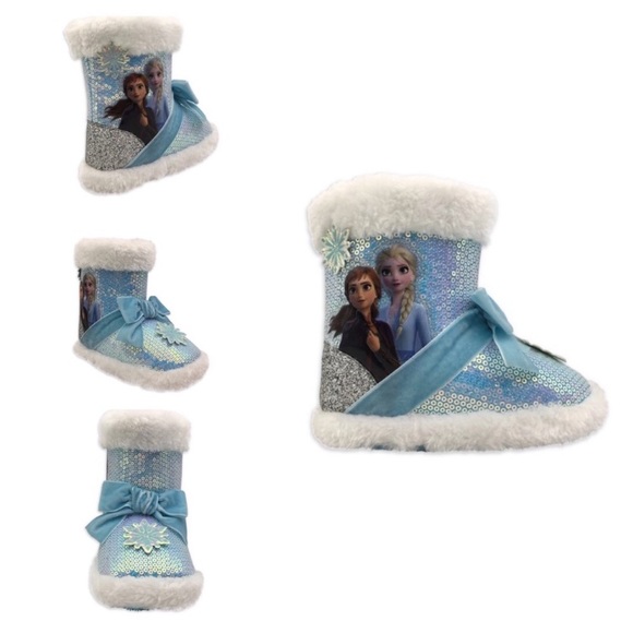 Disney | Shoes | Disney Frozen Elsa Anna Snowflakes Slipper Boots ...